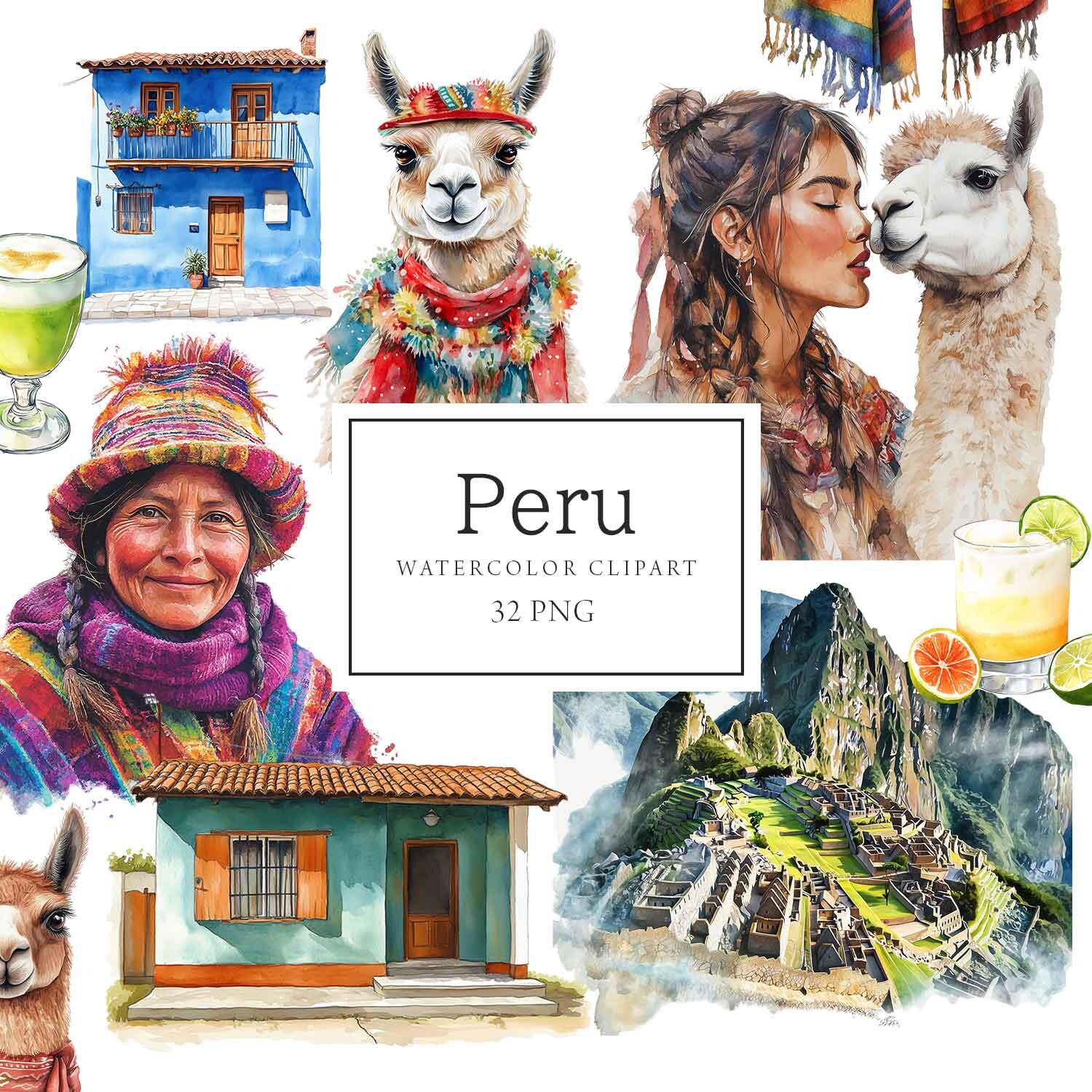 Peru Clipart Watercolor, Peru Travel Clipart, Machu Picchu, Peruvian ...