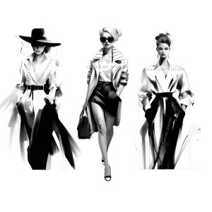 Fashion Clipart, Glamour Clipart, Elegant Girls Clipart, Watercolor ...