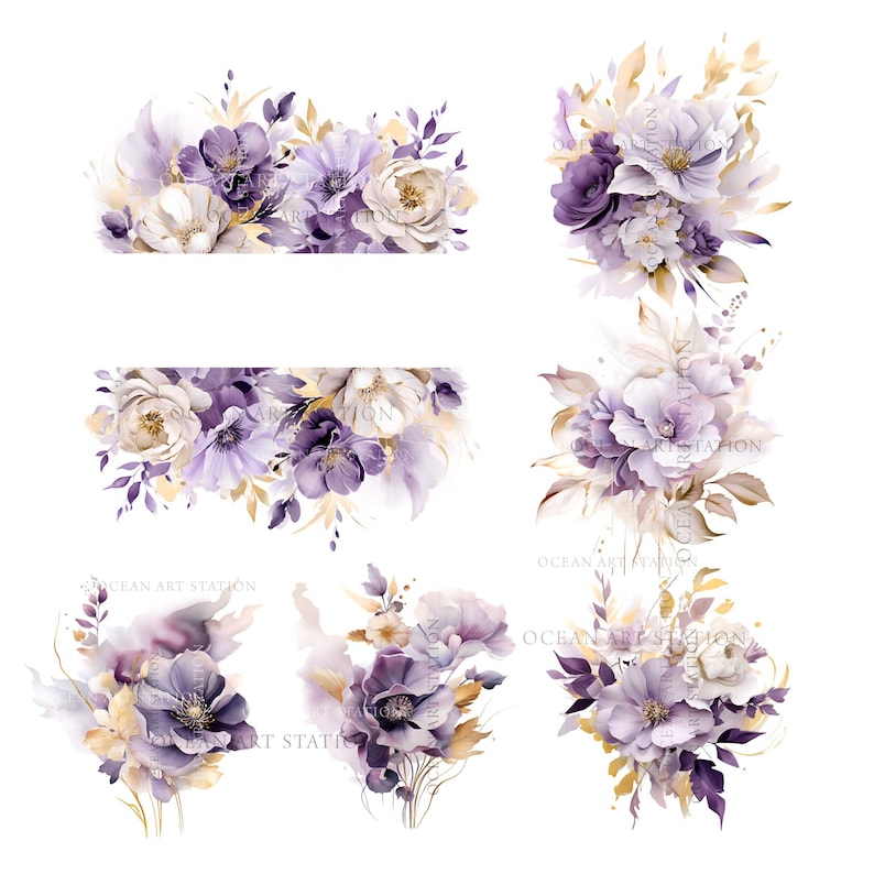 Purple Floral Clipart, Purple Floral Bouquets, Purple Wedding Bouquets ...