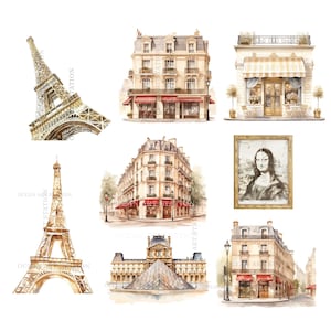 Paris Clipart Watercolor, French Girl Clipart, Eiffel Tower, France ...