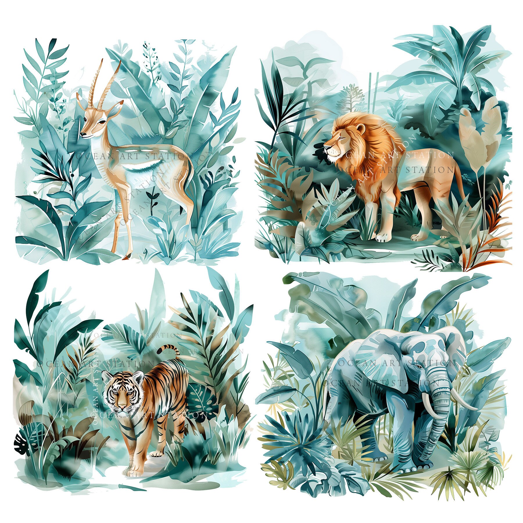 Jungle Animals Clipart, Safari Animals Clipart, Jungle Clipart ...