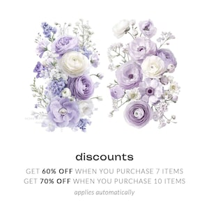 Purple Floral Clipart, Purple Wedding Clipart, Purple Baby Shower ...