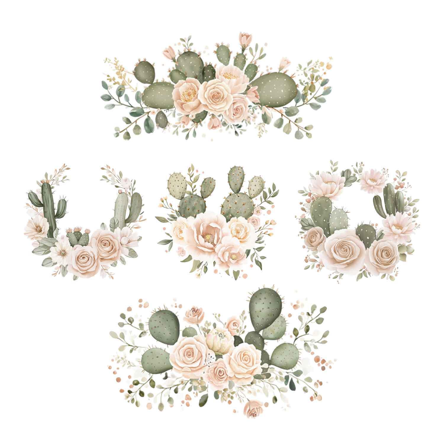 Cactus Floral Clipart, Boho Flowers Clipart, Desert Flowers Clipart ...