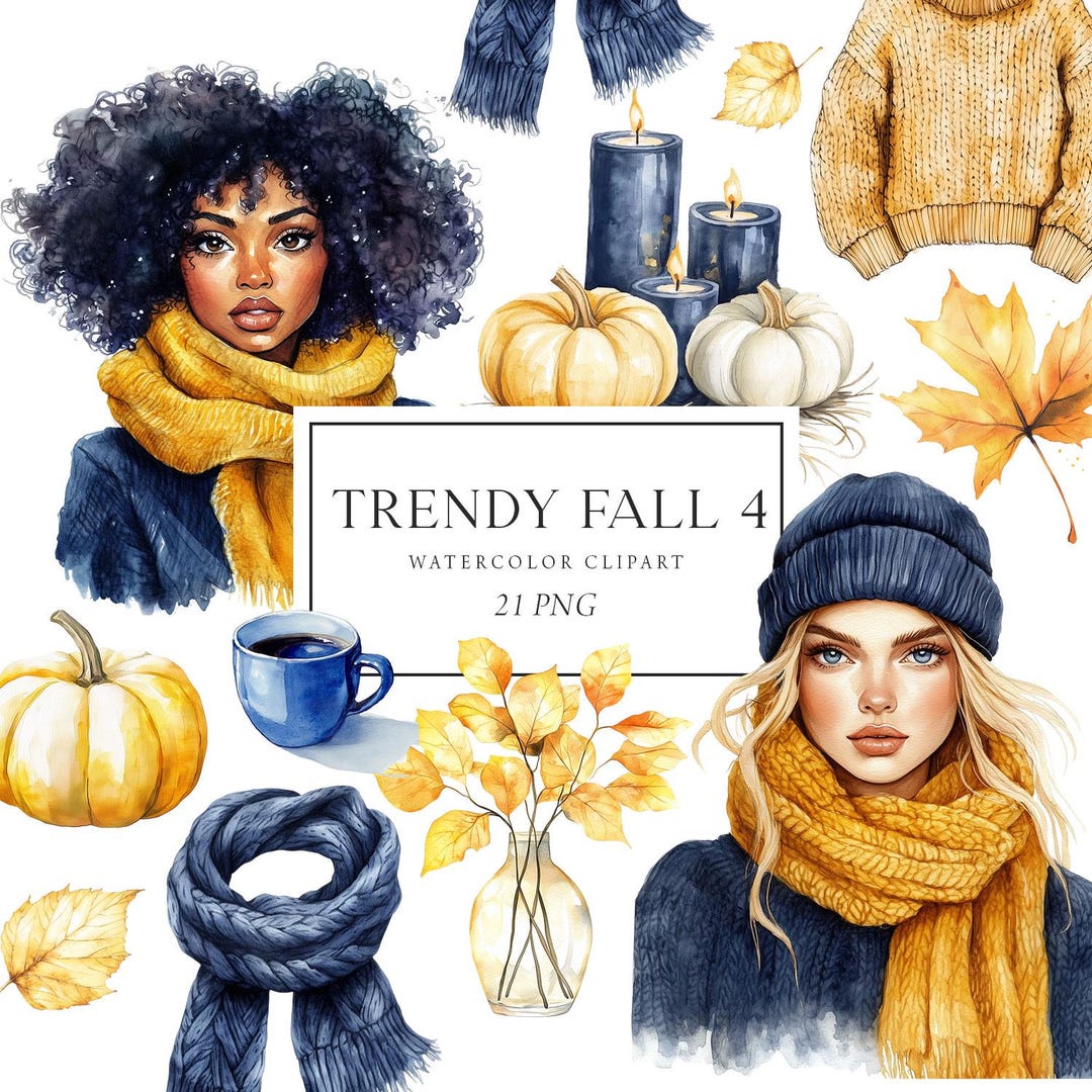 Fall Fashion Clipart, Fall Girl Clipart, Autumn Fashion Clipart, Cozy ...