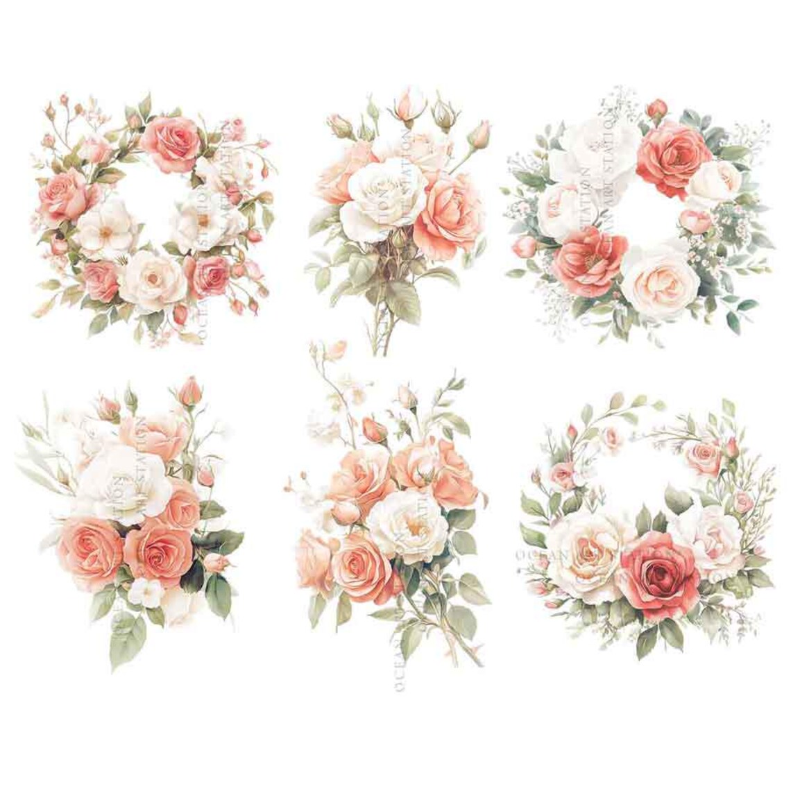 Peach Floral Clipart, Peach Floral Bouquets, Peach Wedding Bouquets ...