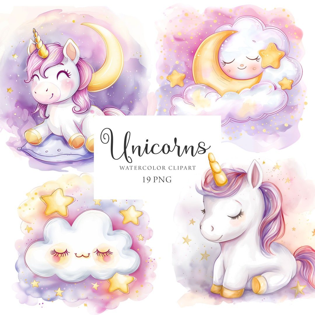 Unicorn Clipart, Pink Unicorns Watercolor, Magical Unicorns, Fairy ...