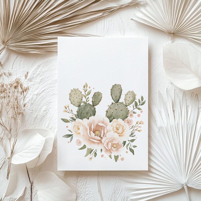 Cactus Floral Clipart, Boho Flowers Clipart, Desert Flowers Clipart ...