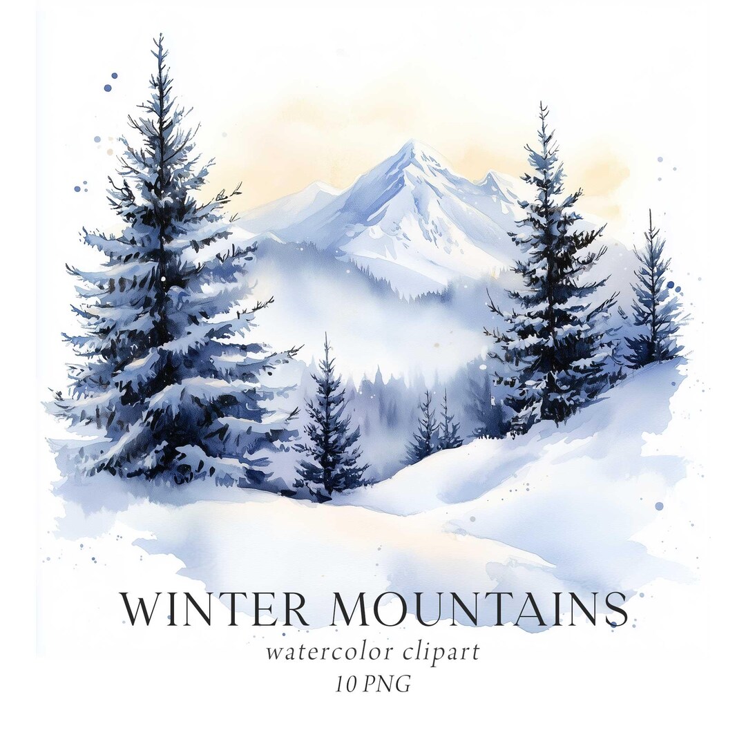 Winter Landscape Clipart, Winter Mountains Clipart, Winter Forest ...