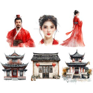 China Clipart Watercolor, Chinese Clipart, China Landmarks, China ...