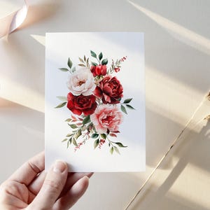 Red Floral Clipart, Red and Pink Bouquets, Boho Red Wedding Clipart ...