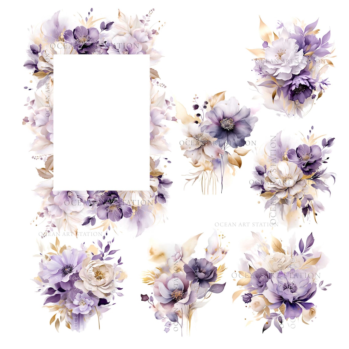 Purple Floral Clipart, Purple Floral Bouquets, Purple Wedding Bouquets ...