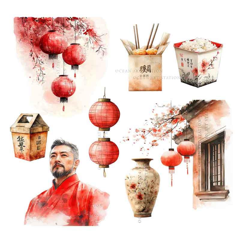 China Clipart Watercolor, Chinese Clipart, China Landmarks, China ...