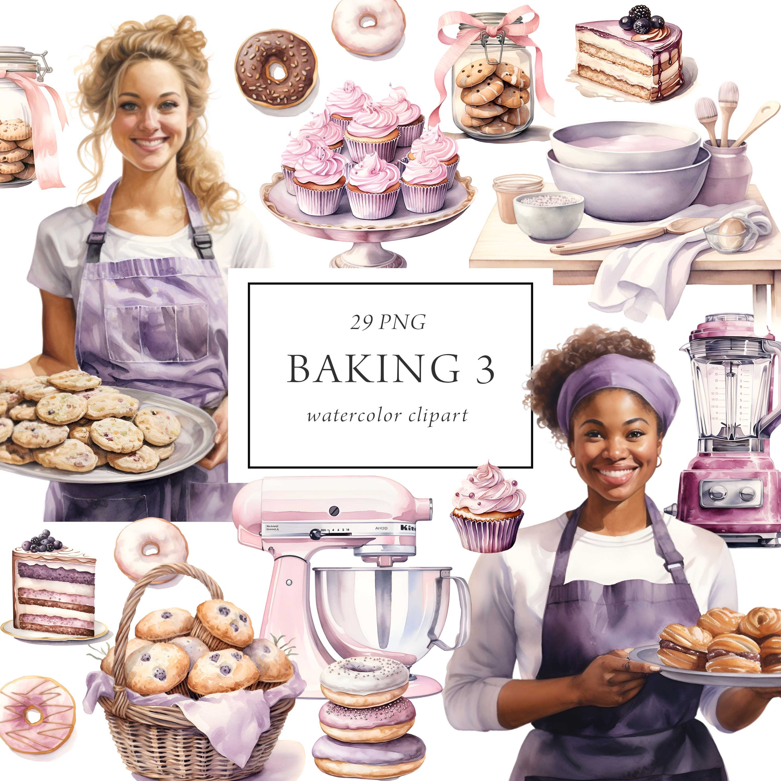 Bakery Clipart, Baking Clipart Watercolor, Desserts Cooking Clipart ...
