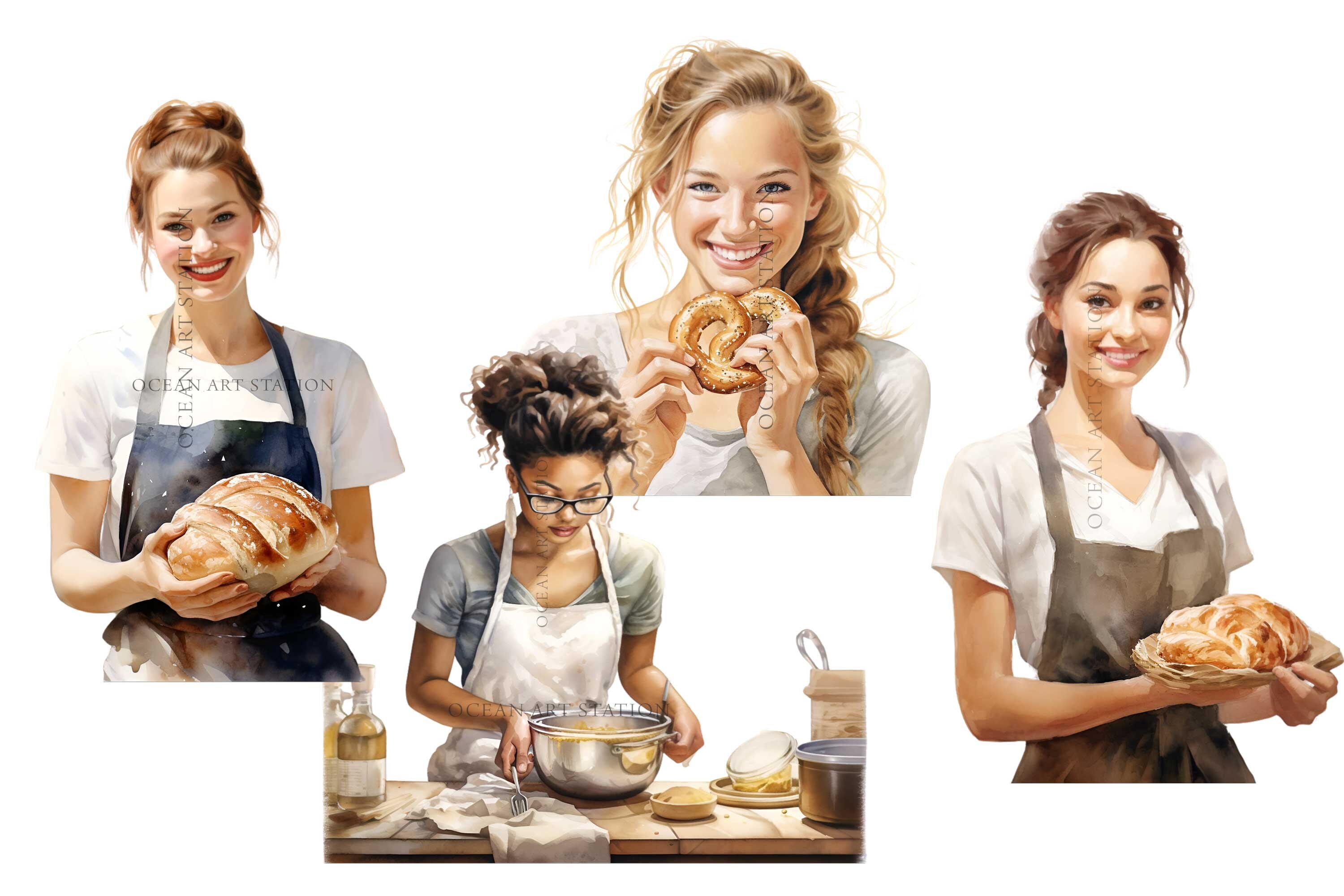 Baking Clipart Watercolor, Bakery Clipart, Desserts Cooking Clipart ...