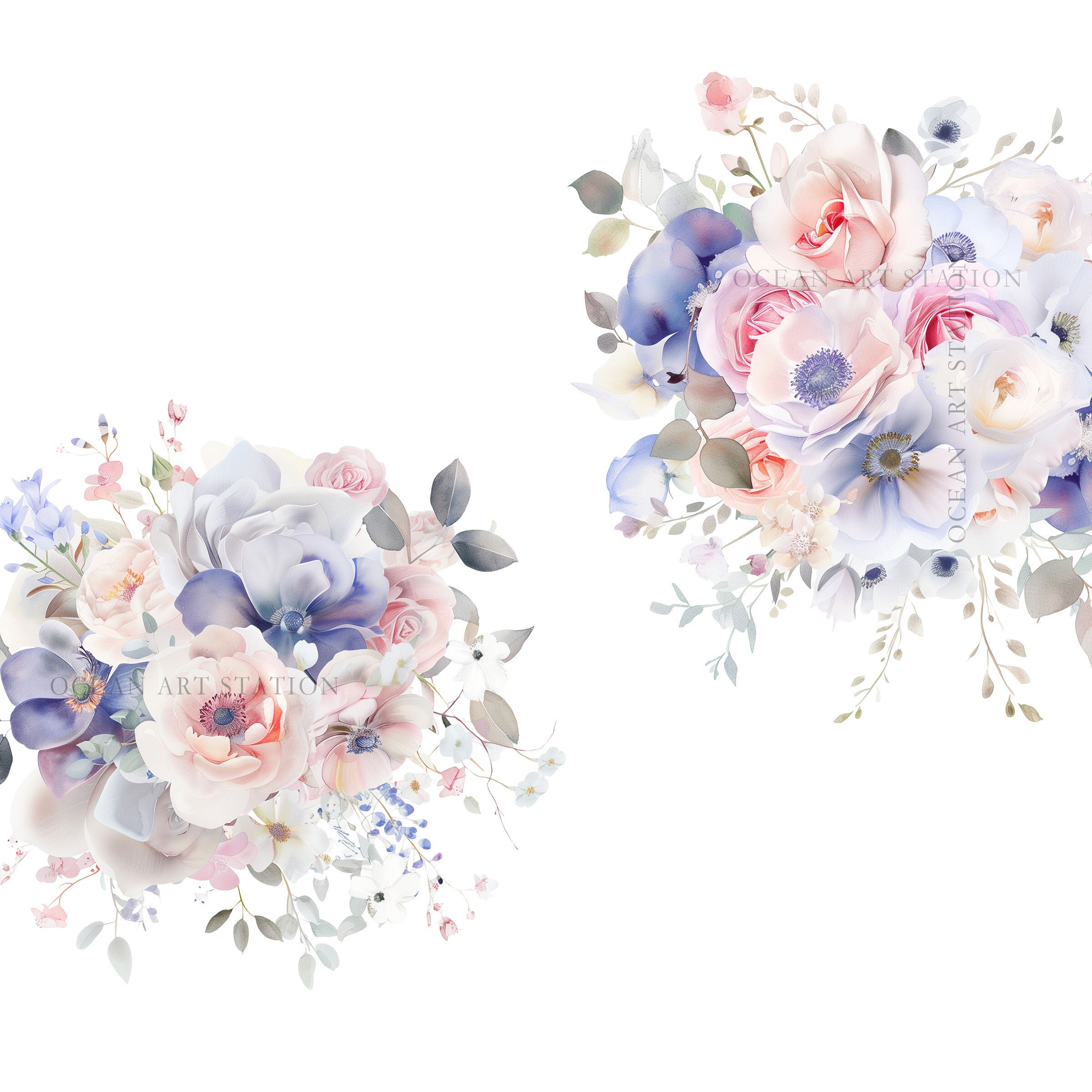 Pastel Flowers Clipart, Spring Bouquets Png, Pastel Spring Flowes ...