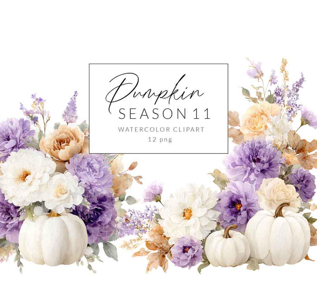 Pumpkins Fall Clipart, Pumpkin Bouquets Watercolor, Floral Pumpkins ...