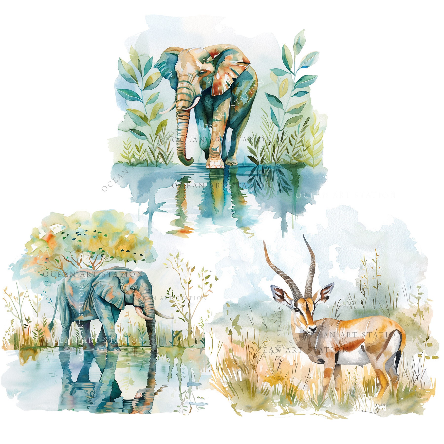 Jungle Animals Clipart, Jungle Clipart Watercolor, Safari Animals ...