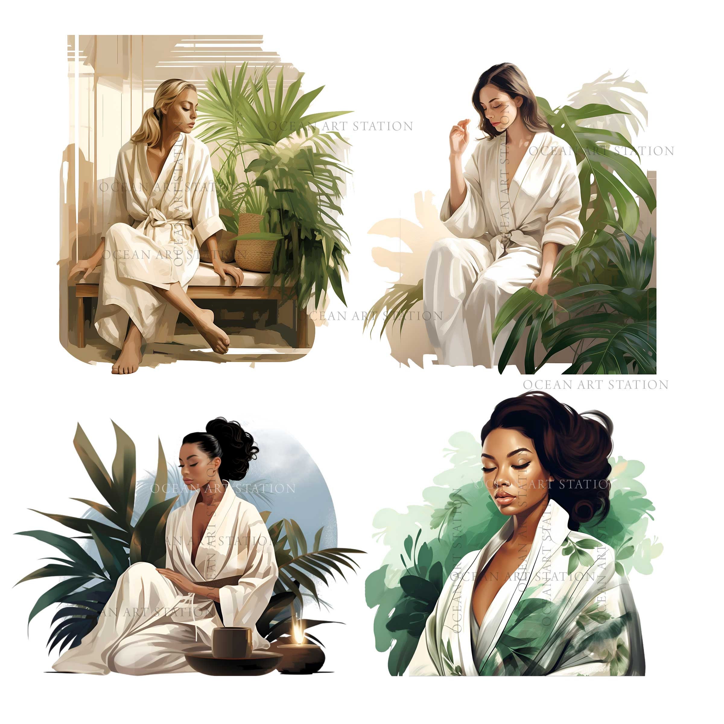 Spa Clipart, Self Care Clipart, Zen Clipart, Cosmetics Clipart, Relax ...