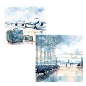 Flight Attendant Clipart Watercolor, Aviation Airplane Clipart, Pilot ...