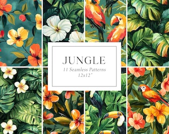 Tropical Digital Papers, Tropical Patterns, Safari Patterns, Palm Leaf ...