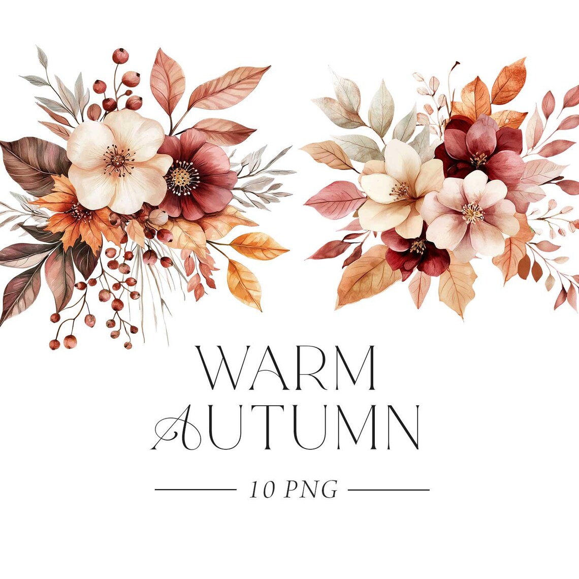 Fall Bouquets Clipart, Fall Flowers Clipart, Autumn Floral Clipart ...