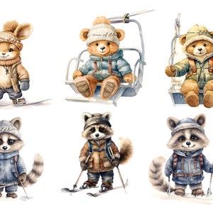 Winter Animals Clipart Watercolor, Woodland Animals Commercial Use ...