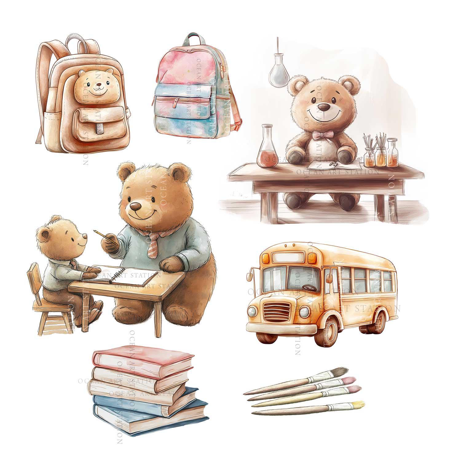 Back to School Clipart, Teacher Clipart, Cute School Clipart, Teddy ...