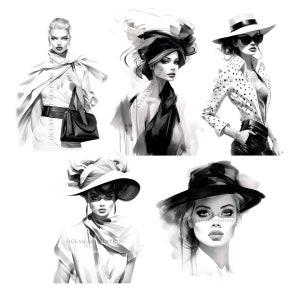 Fashion Clipart, Glamour Clipart, Elegant Girls Clipart, Watercolor ...