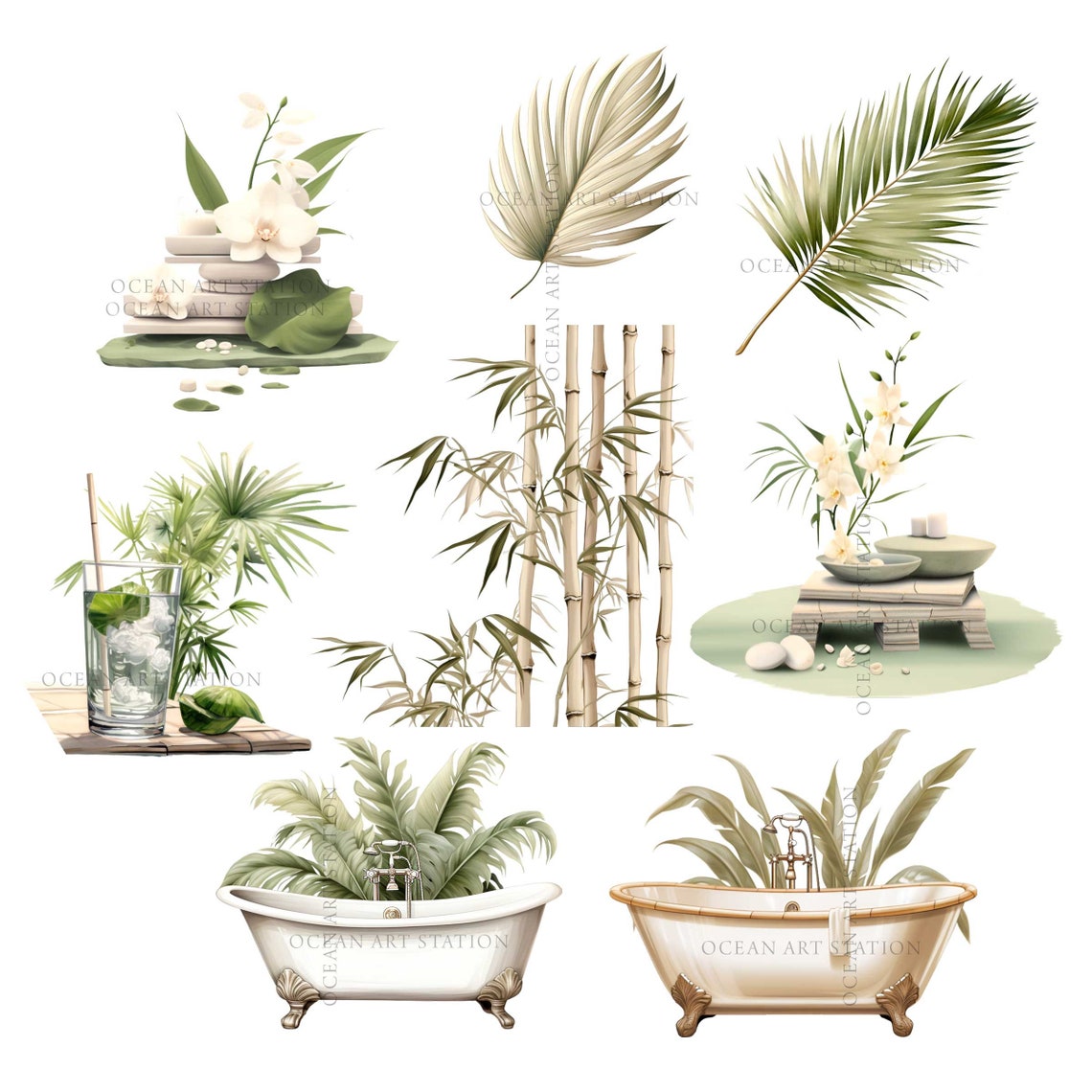 Spa Clipart, Self Care Clipart, Zen Clipart, Cosmetics Clipart, Relax ...