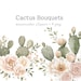 Cactus Floral Clipart, Boho Flowers Clipart, Desert Flowers Clipart ...