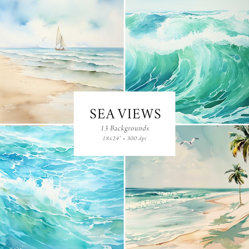 Beach Digital Papers, Beach Backgrounds, Sea Water, Ocean Views, Beach ...