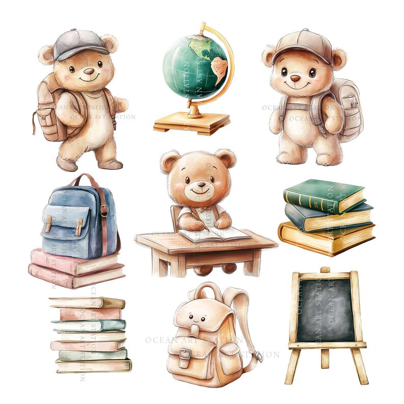 Back to School Clipart, Teacher Clipart, Cute School Clipart, Teddy ...