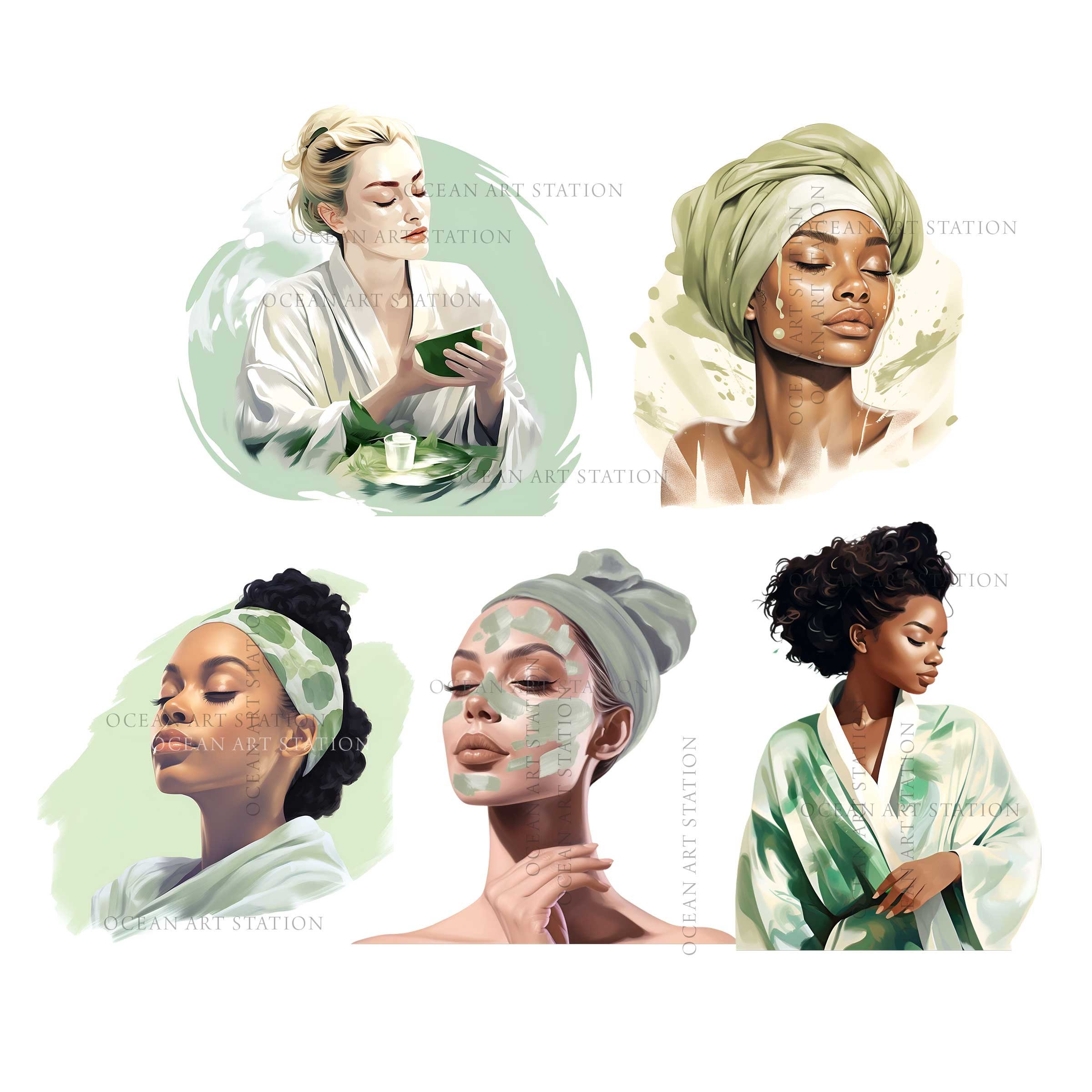 Spa Clipart, Self Care Clipart, Zen Clipart, Cosmetics Clipart, Relax ...