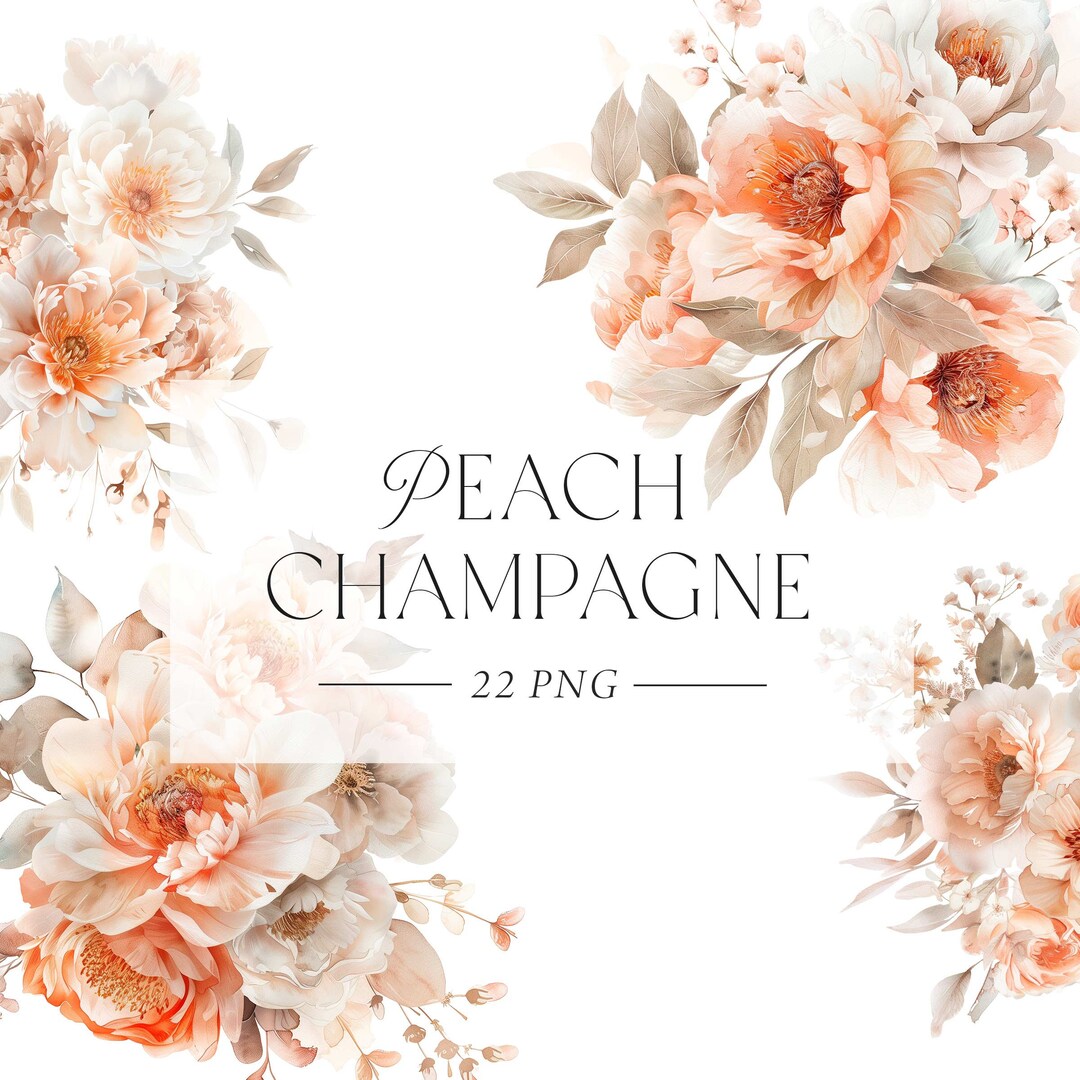 Peach Floral Clipart, Peach Floral Bouquets, Peach Wedding Bouquets ...