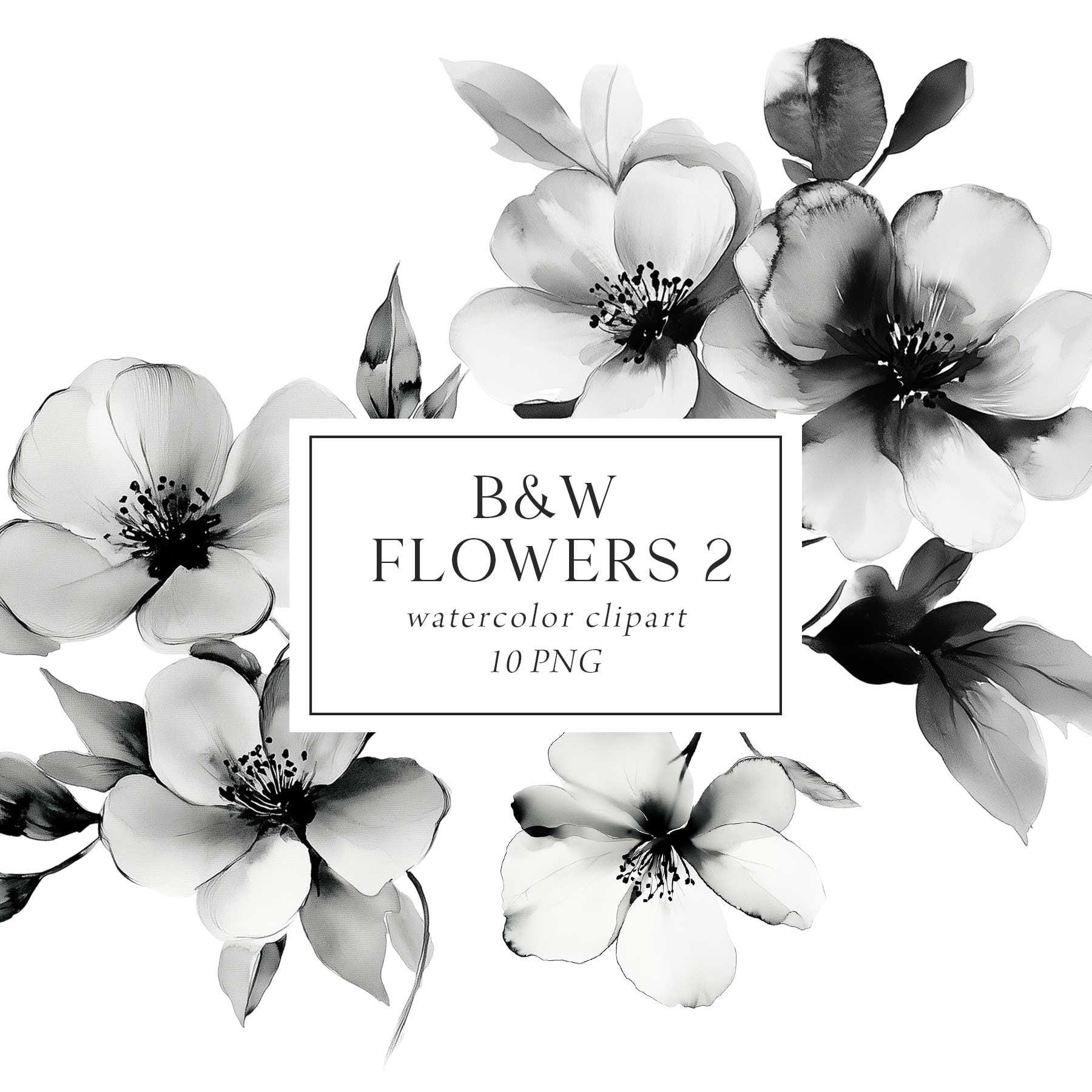 Black and White Floral Clipart, Black and White Flowers Clipart ...