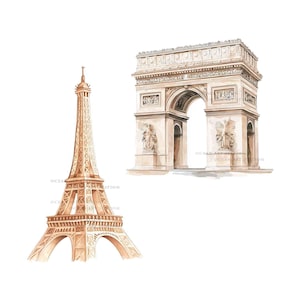 Paris Clipart Watercolor, Eiffel Tower, France Clipart, Paris Stickers ...