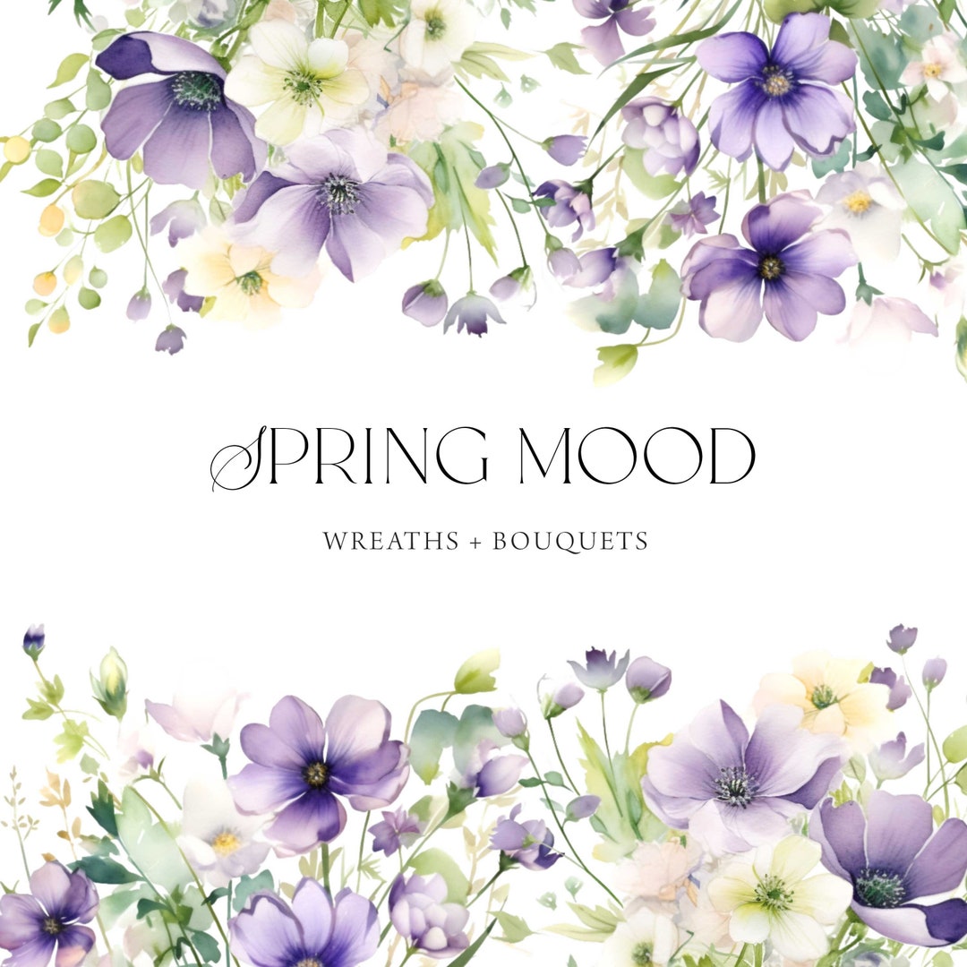 Spring Floral Clipart, Purple Floral Clipart, Wild Flower Clipart ...