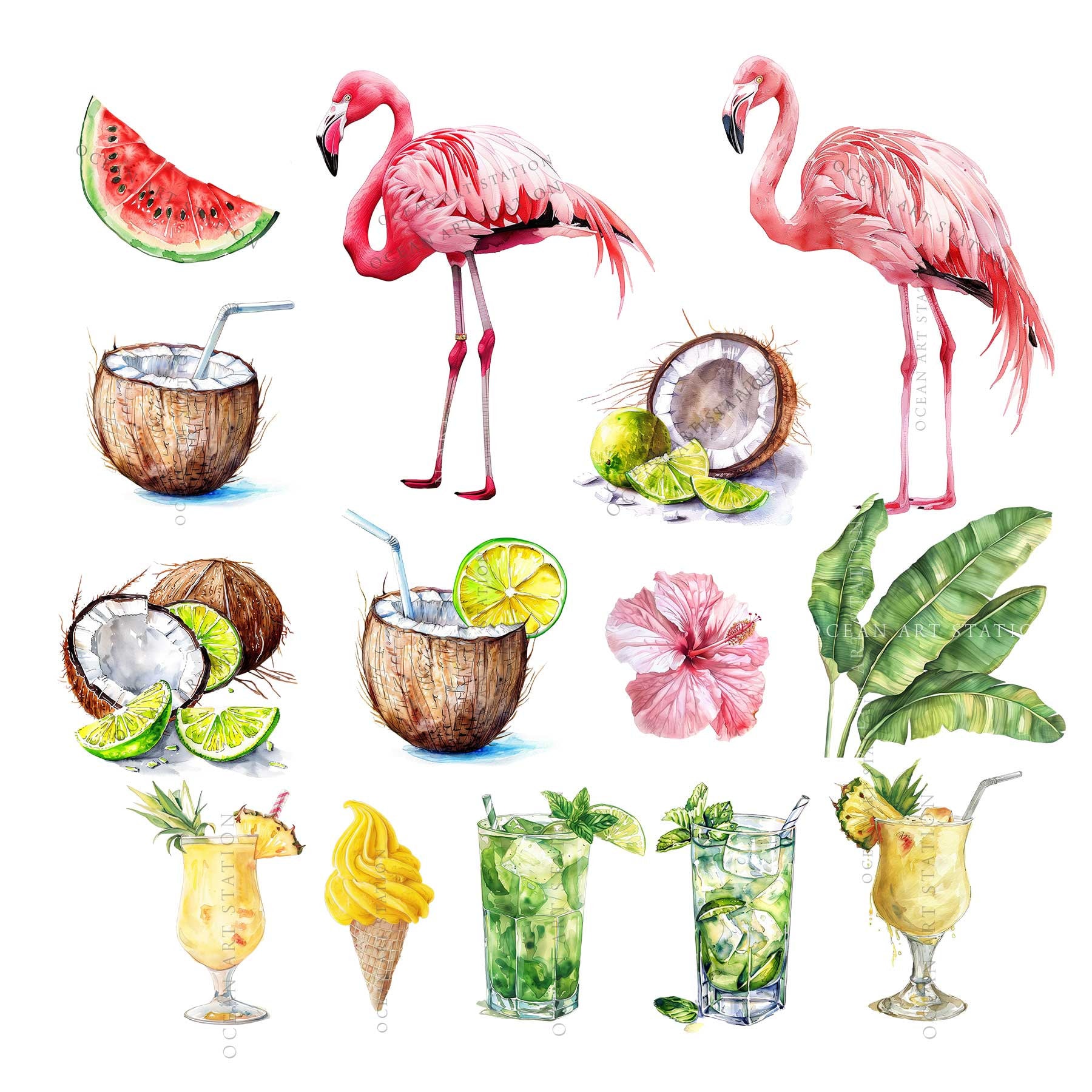 Tropical Clipart, Summer Clipart, Pool Party Clipart, Vacation Clipart ...