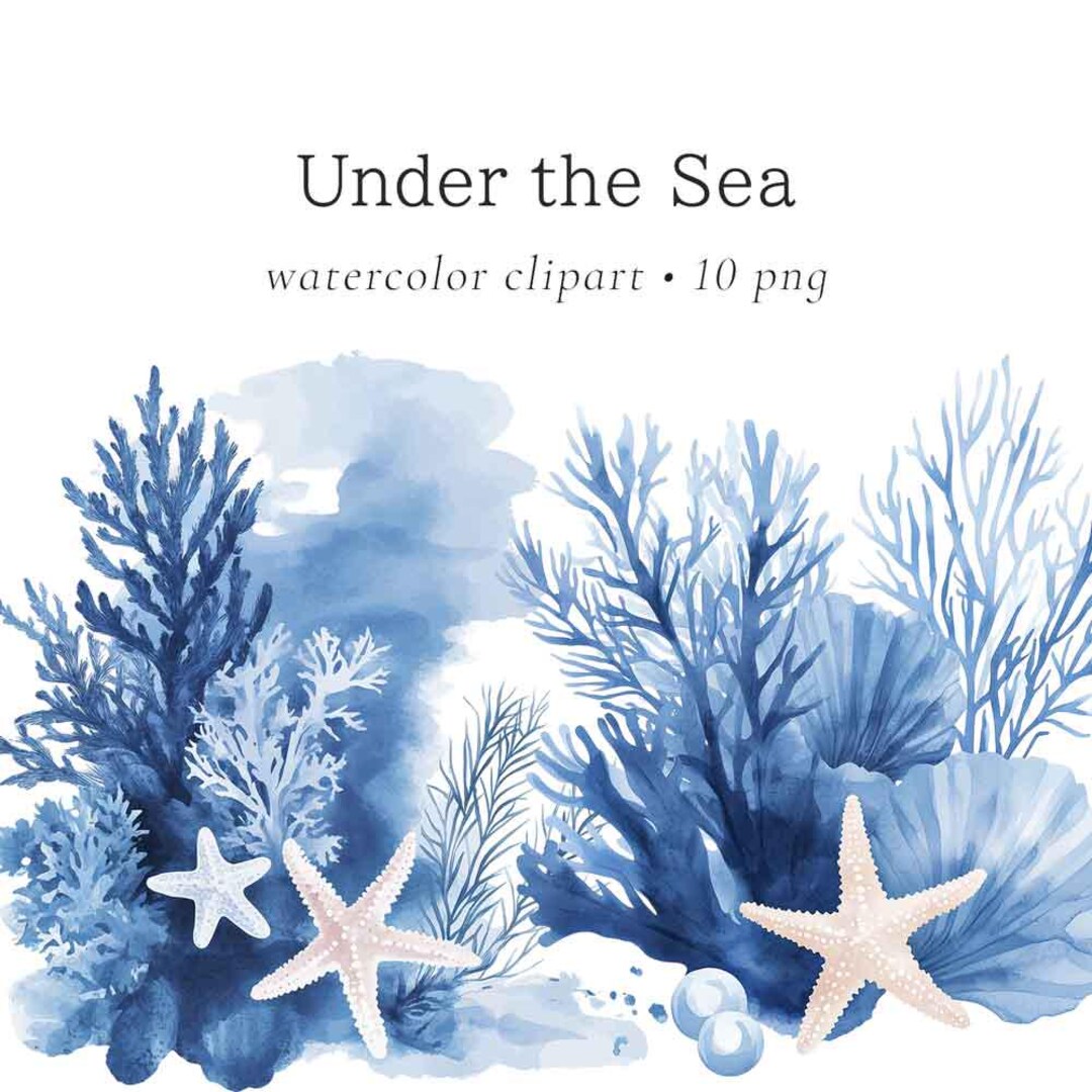Marine Clipart, Under the Sea Clipart, Coral Reef, Beach Wedding ...