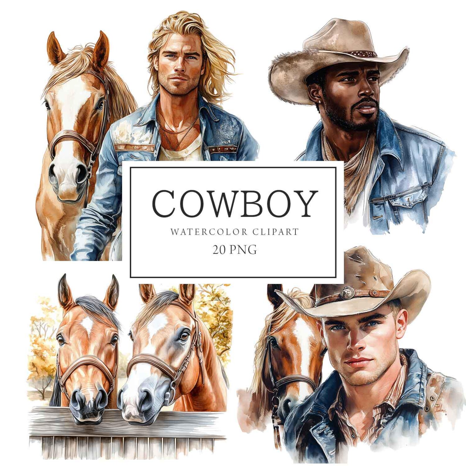 Cowboy Clipart Watercolor, Rodeo Clipart, Country Clipart, Western ...