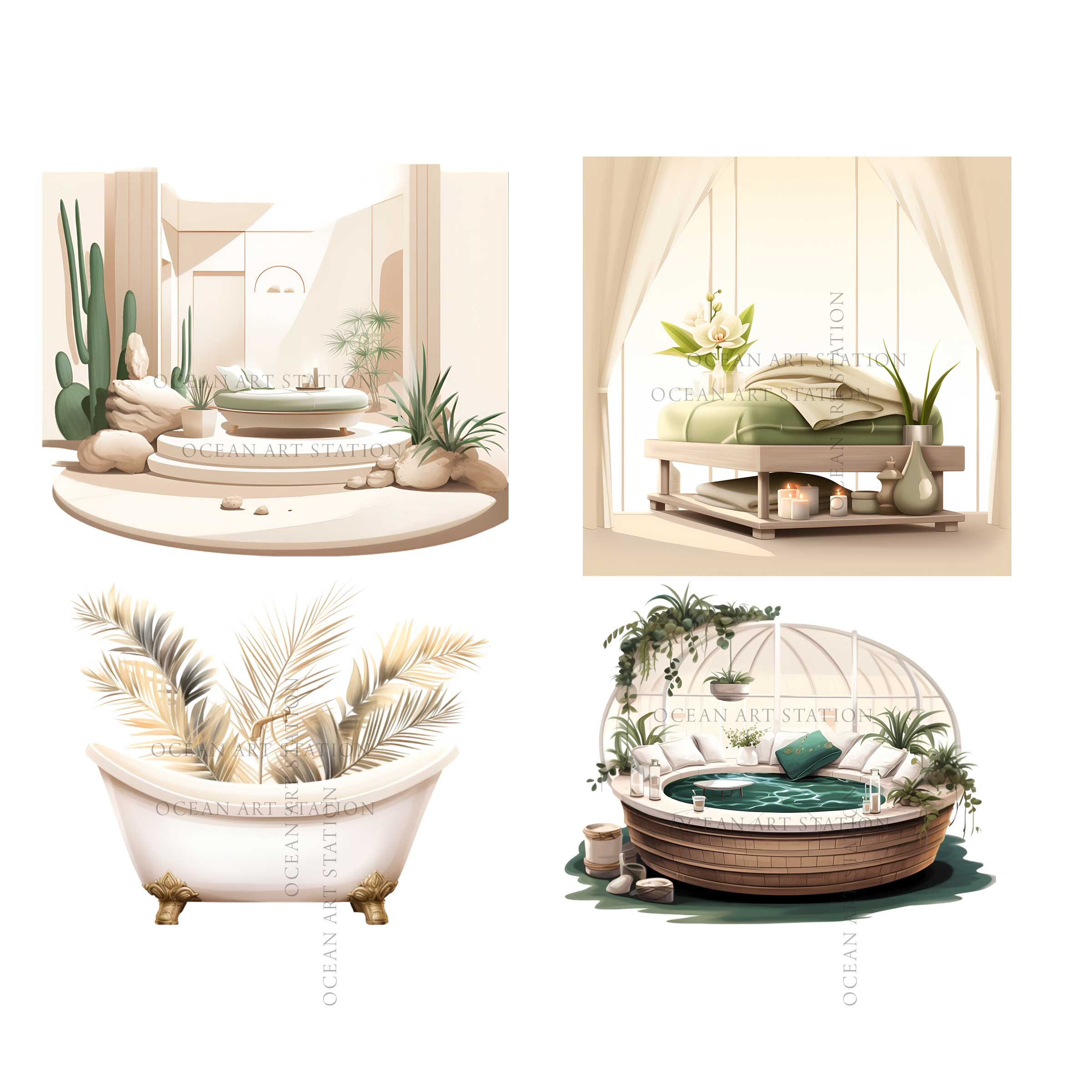 Spa Clipart, Self Care Clipart, Zen Clipart, Cosmetics Clipart, Relax ...