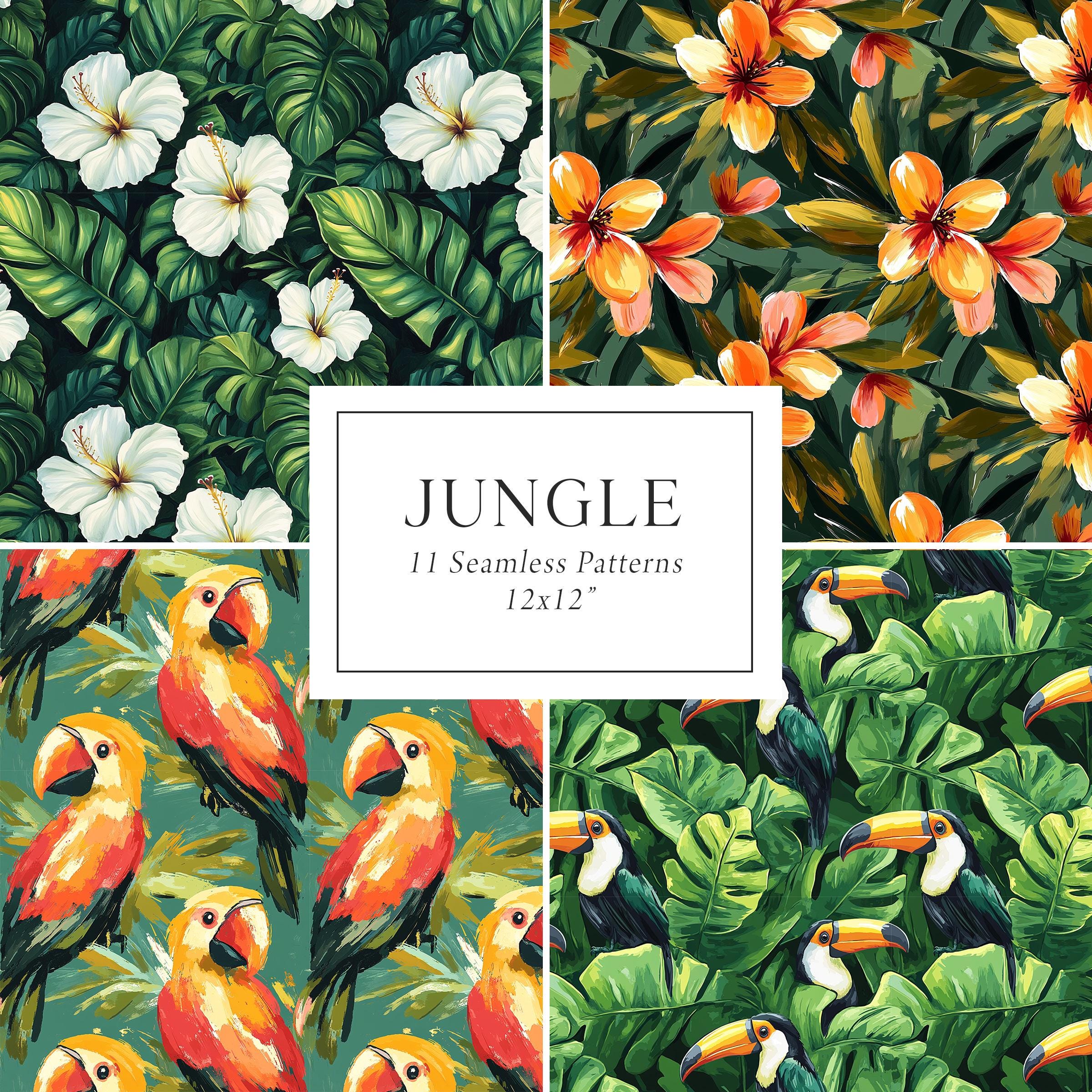 Jungle Digital Papers, Tropical Seamless Patterns, Jungle Patterns ...