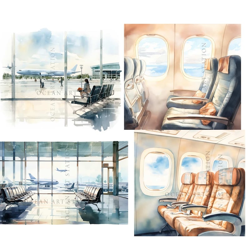 Flight Attendant Clipart Watercolor, Aviation Airplane Clipart, Pilot ...