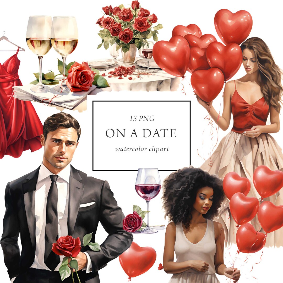 Valentine's Day Clipart Watercolor, Valentines Clipart Commercial Use ...