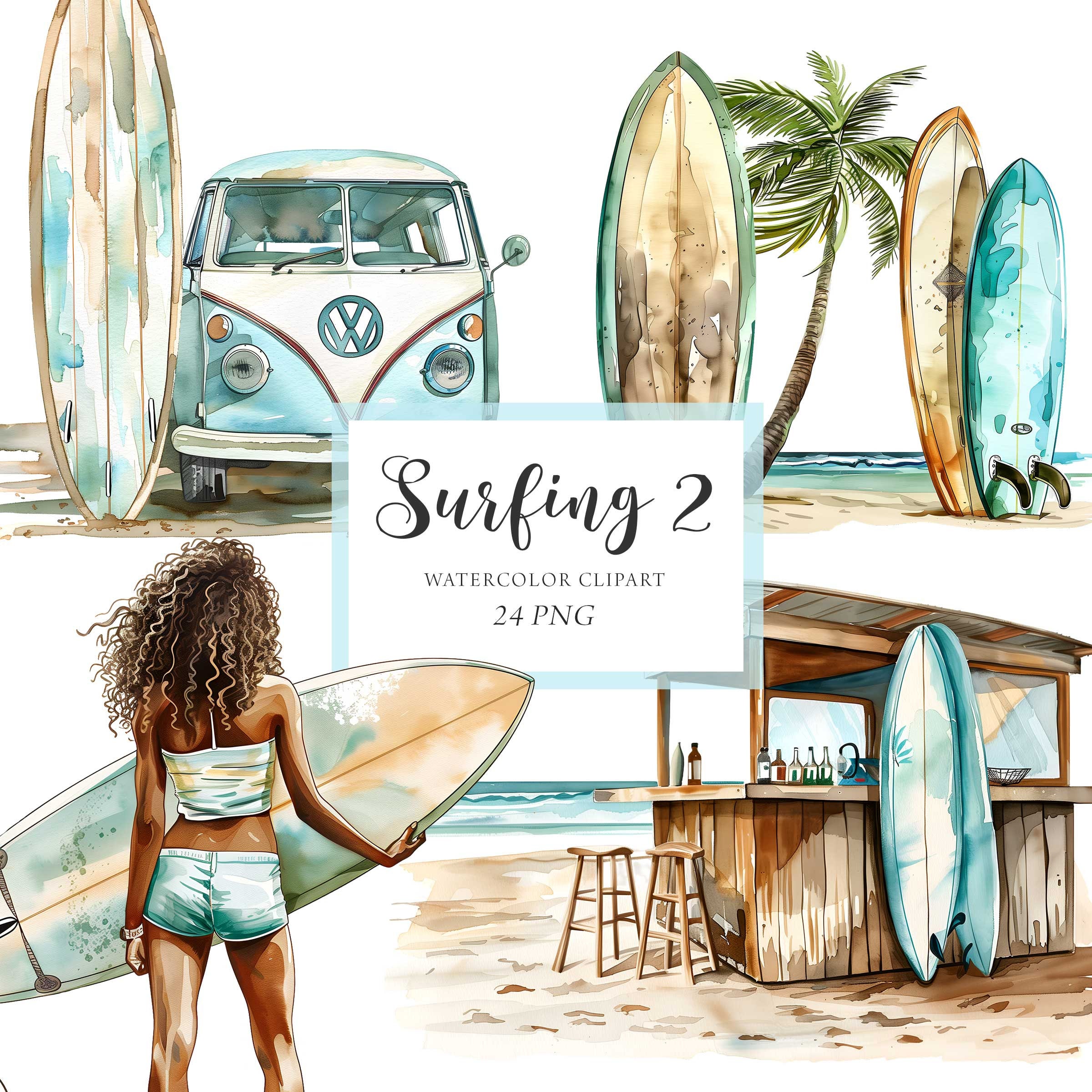 Surfing Clipart, Surf Girl Clipart, Summer Vacation Clipart, Beach ...