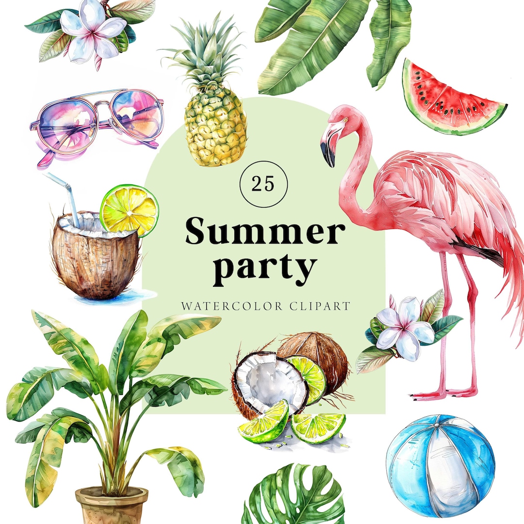 Tropical Clipart, Summer Clipart, Pool Party Clipart, Vacation Clipart ...