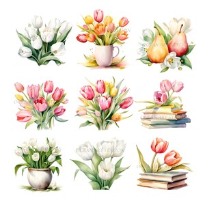 Spring Clipart, Tulips Clipart, Spring Floral Clipart, Floral Vases ...