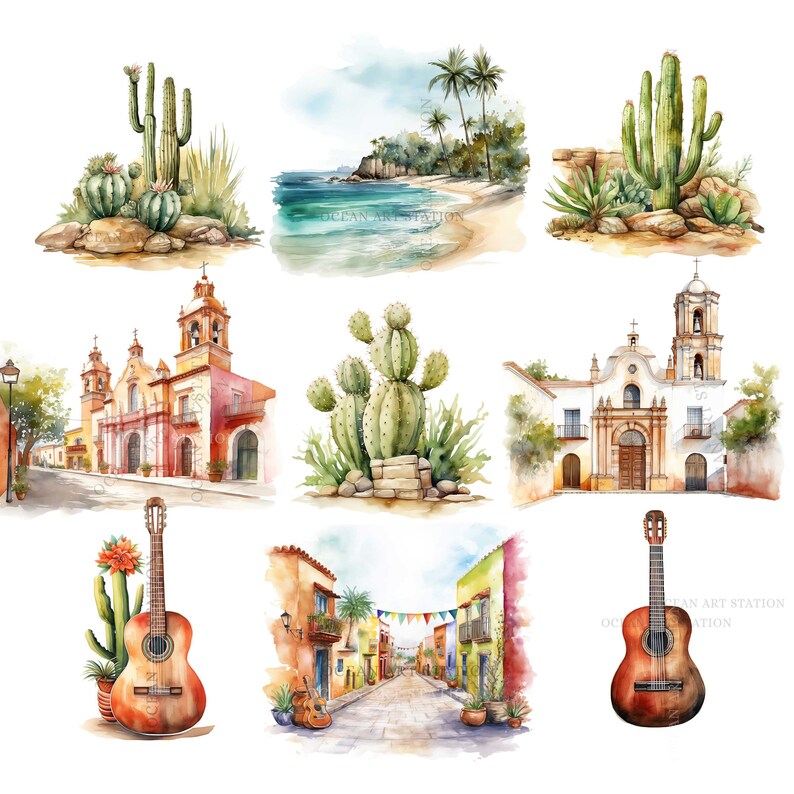 Mexico Clipart Watercolor, Mexican Fiesta Clipart, Cinco De Mayo ...