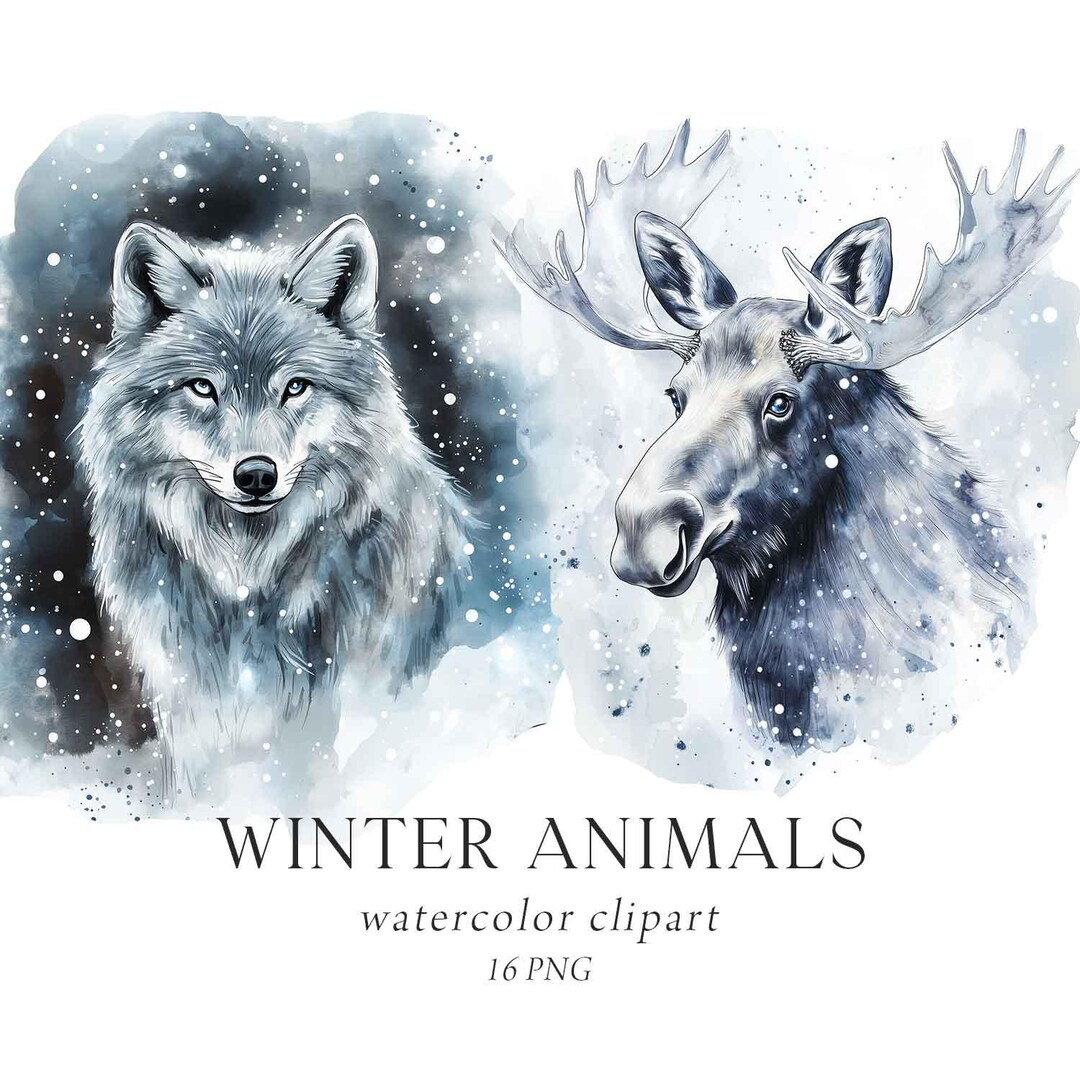 Winter Animals Clipart, Woodland Animals Watercolor, Snowy Animals ...