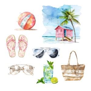 Summer Vacation Clipart, Tropical Beach Clipart, Summer Fashion Clipart ...